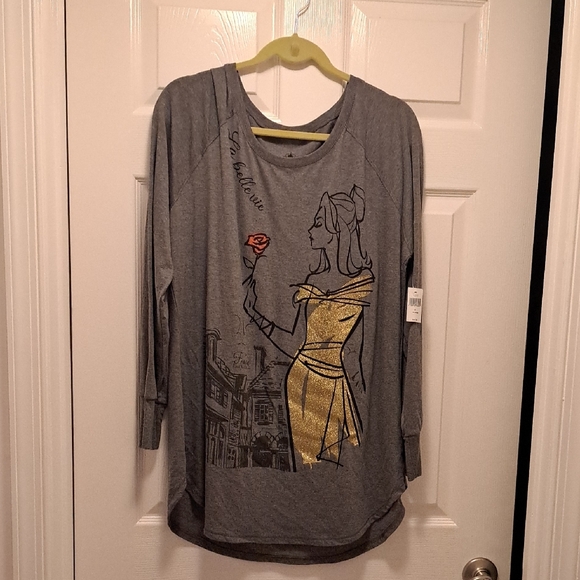 Disney | Tops | Disney Womens Gray And Gold Belle Top | Poshmark